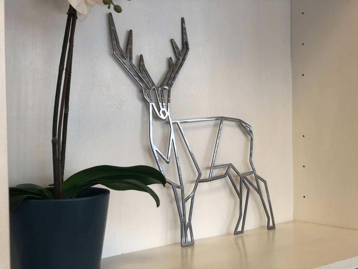 Geometric Buck Metal Wall Art Home Decor | Choose Your Size ...