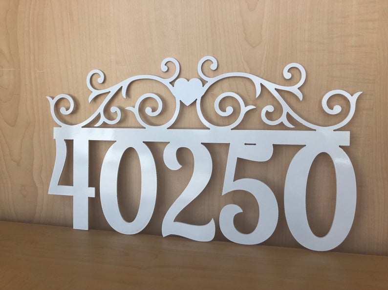 Metal Address Sign with Scrolls | Custom House Numbers – GoodVibesMetal