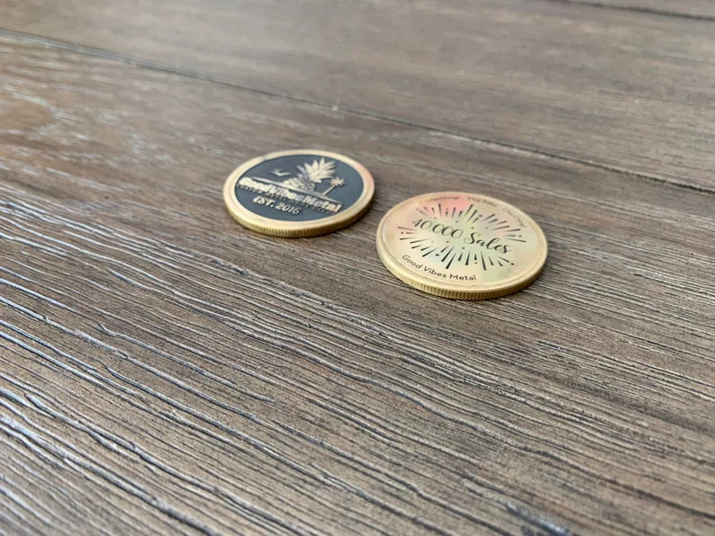 50mm Engraved Brass Challenge Coin – GoodVibesMetal