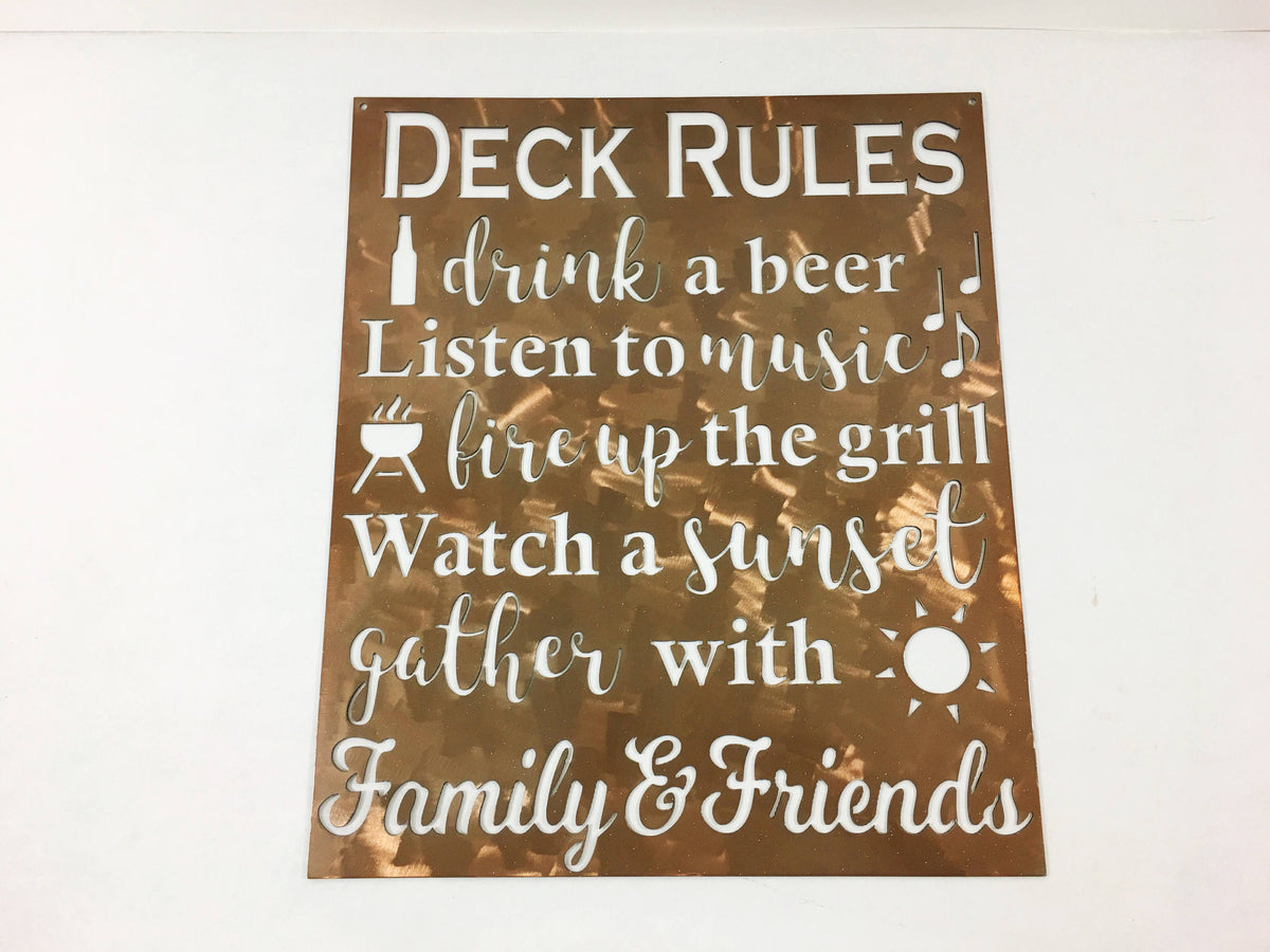 Deck Rules Metal Outdoor Sign | Good Vibes Metal – GoodVibesMetal