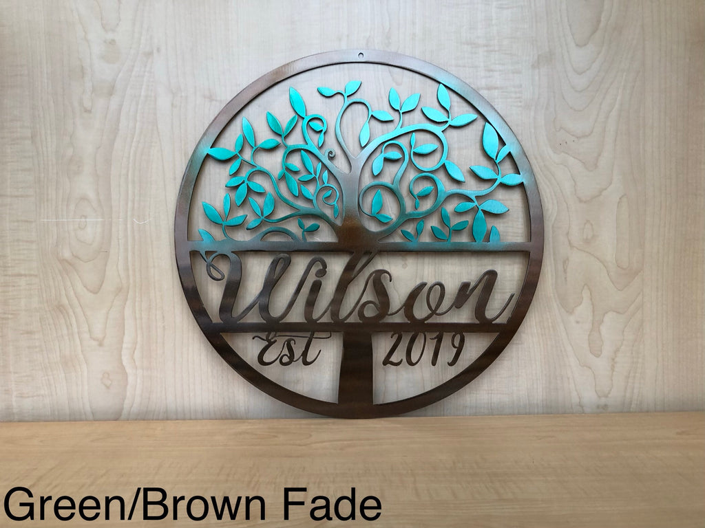 Personalized Metal Tree Of Life Wall Art with Last Name and Established ...